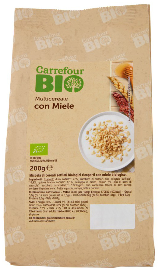 Test e Recensione CARREFOUR BIO MULTICEREALE AL MIELE | Altroconsumo