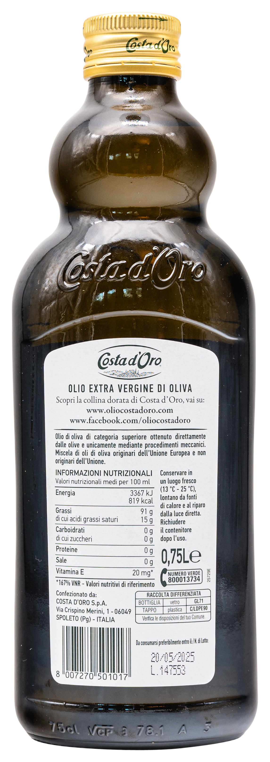 Test e Recensione COSTA D'ORO L'EXTRA OLIO EXTRAVERGINE DI OLIVA ...